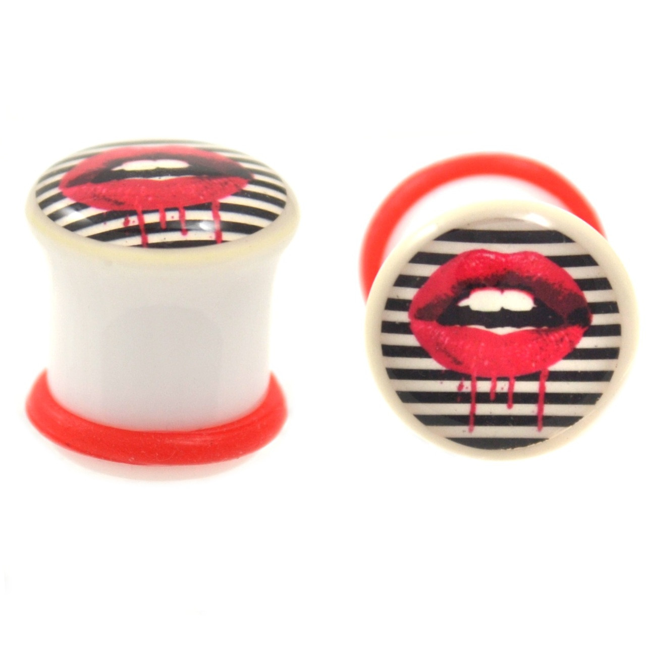 Bloody Lips Single Flared Acrylic Plugs (2g-5/8") | BodyDazz.com
