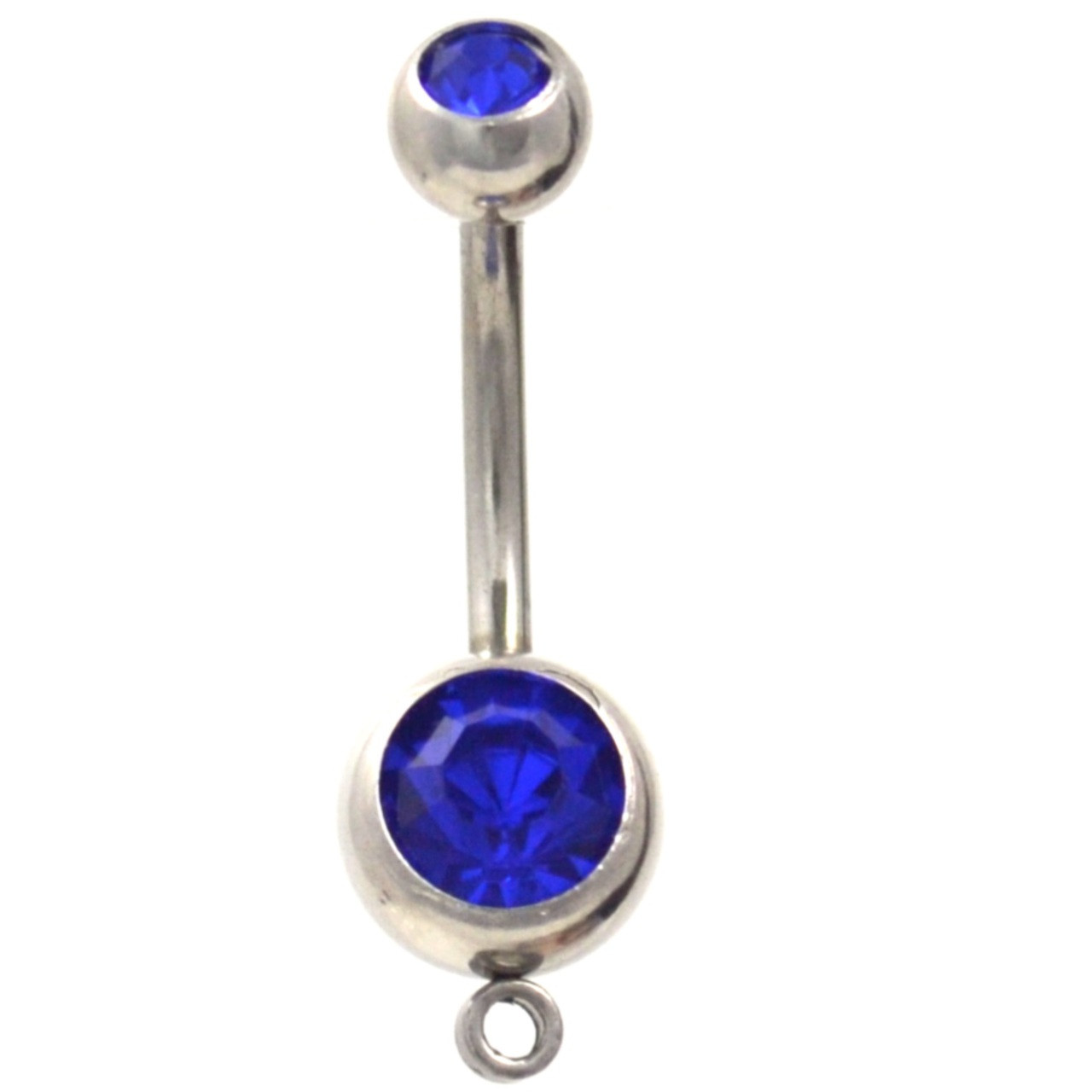 Blue Double Gem Belly Ring - Add Your Own Charm | BodyDazz.com