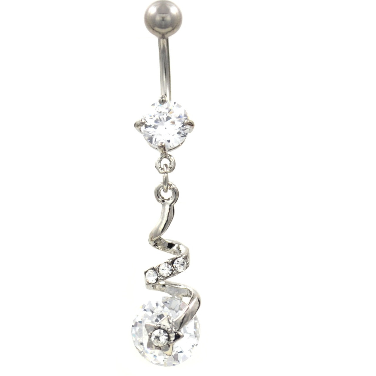Star & Swirls Clear Gem Belly Button Ring | BodyDazz.com
