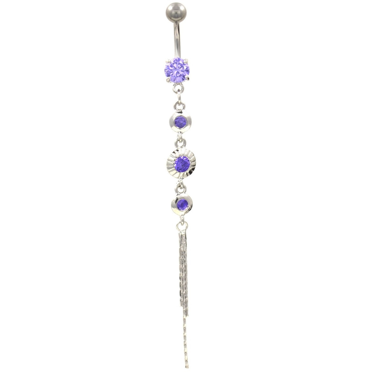 70mm Long Violet Gem Vintage Style Belly Ring | BodyDazz.com