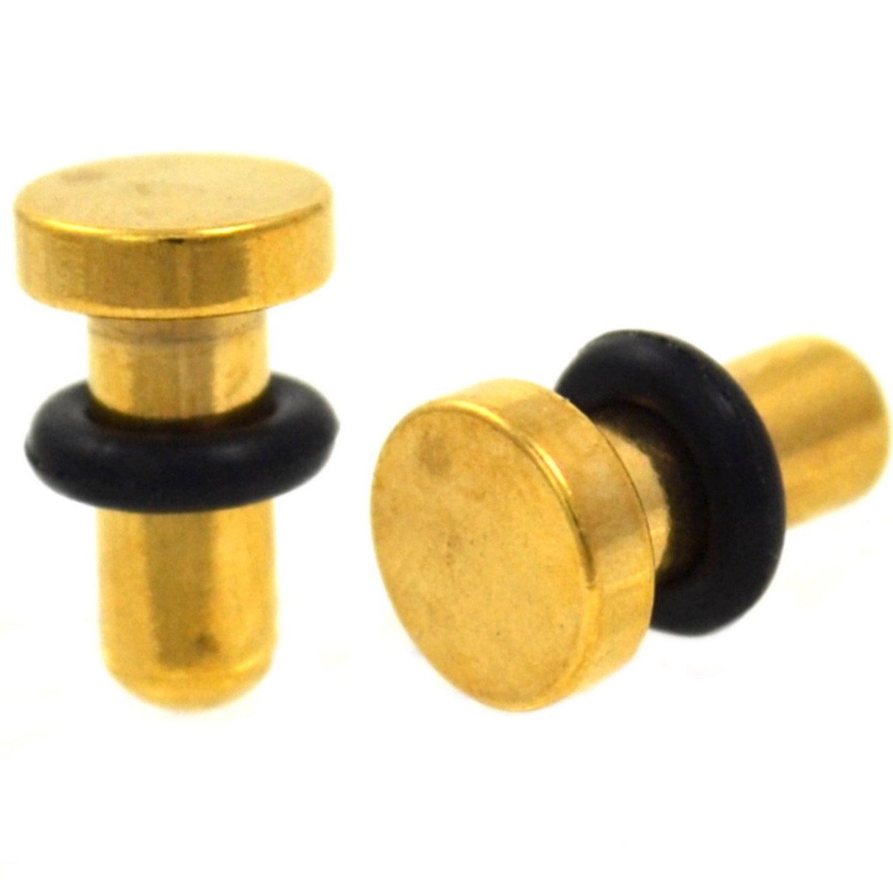 Gold Plated Flat Head Plugs (14g-0g) | BodyDazz.com