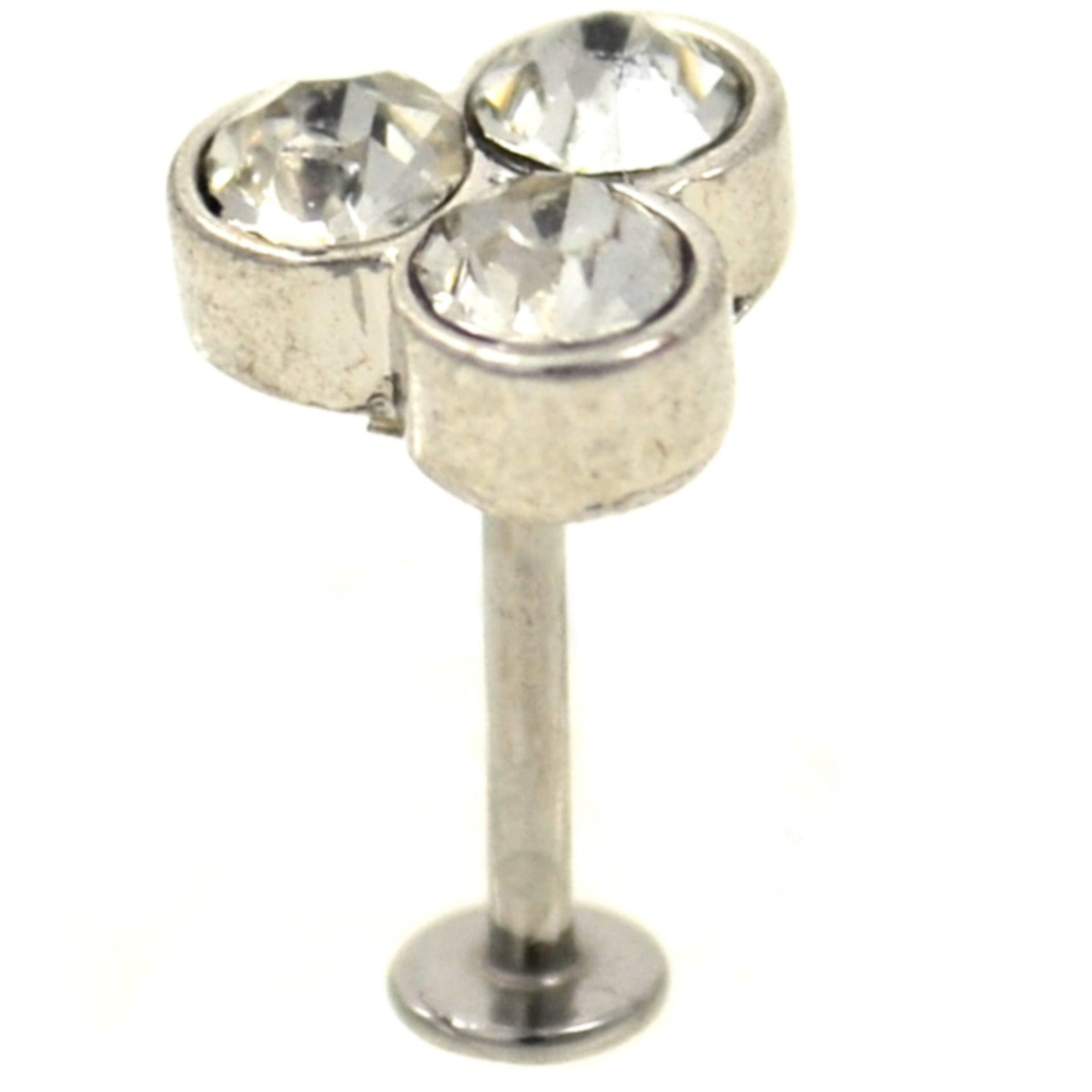 Triple Clear CZ Cluster Labret/Monroe Bar 16G | BodyDazz.com
