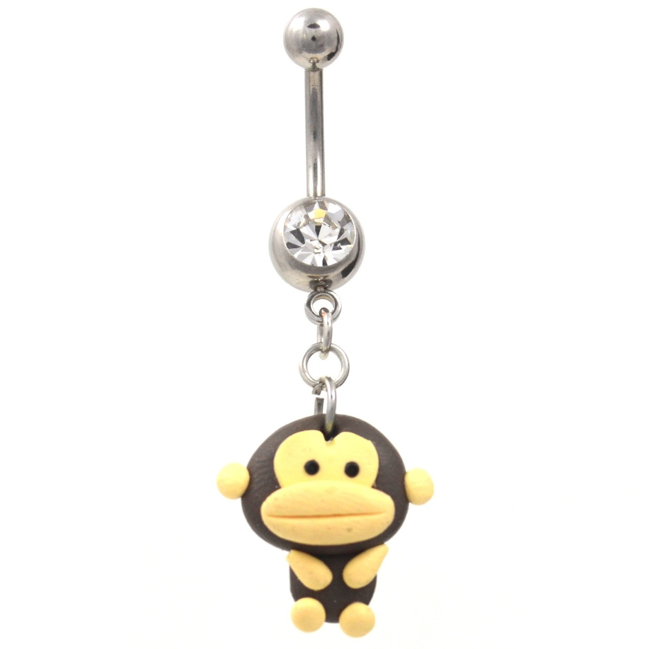 Funky Monkey Steel Dangle Belly Ring | BodyDazz.com