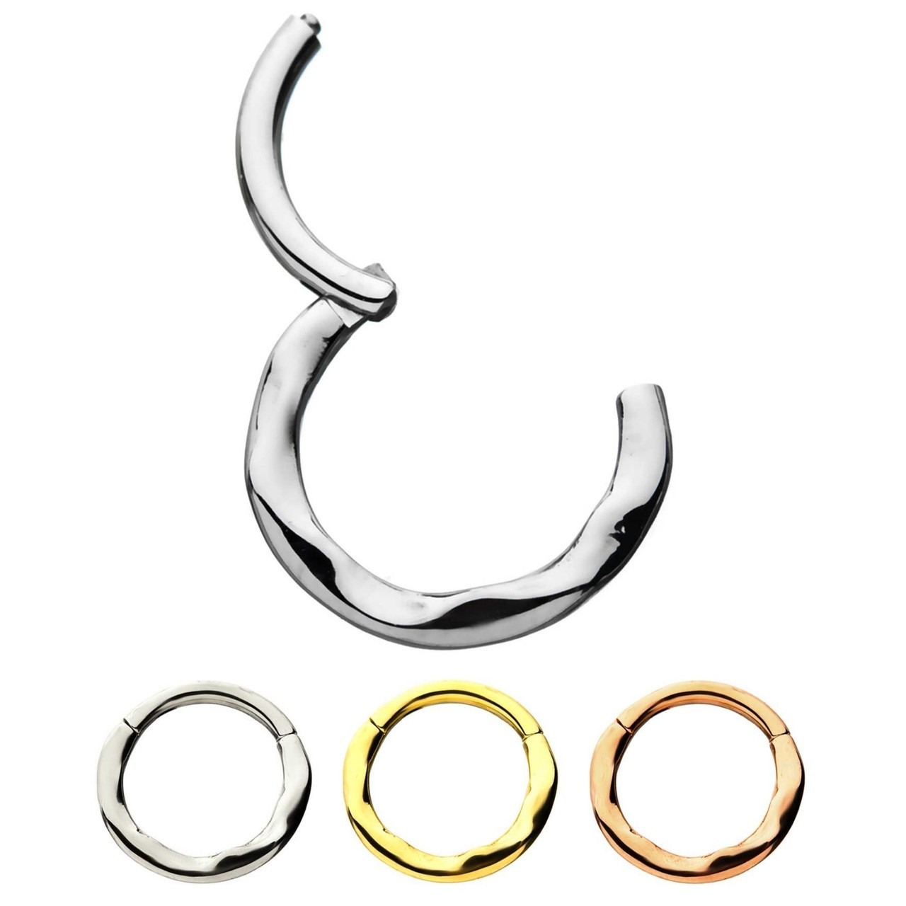 Wavy Design Steel Hinged Segment Ring Hoop 16G | BodyDazz.com