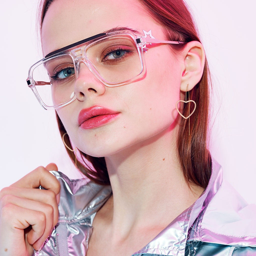 Heart Shape & Bar Dangle Steel Threader Earrings | BodyDazz.com