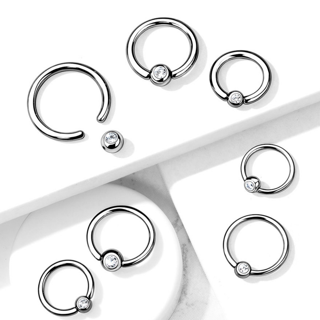 2PC 18G-14G Bezel CZ G23 Titanium Captive Bead Rings | BodyDazz.com