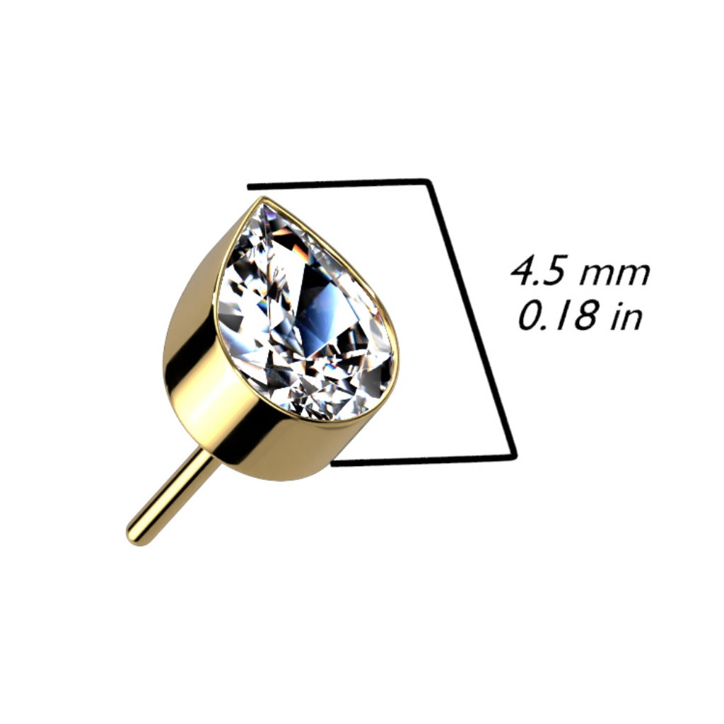 Teardrop CZ Push-in Titanium Top (Use with Threadless Posts) | BodyDazz.com