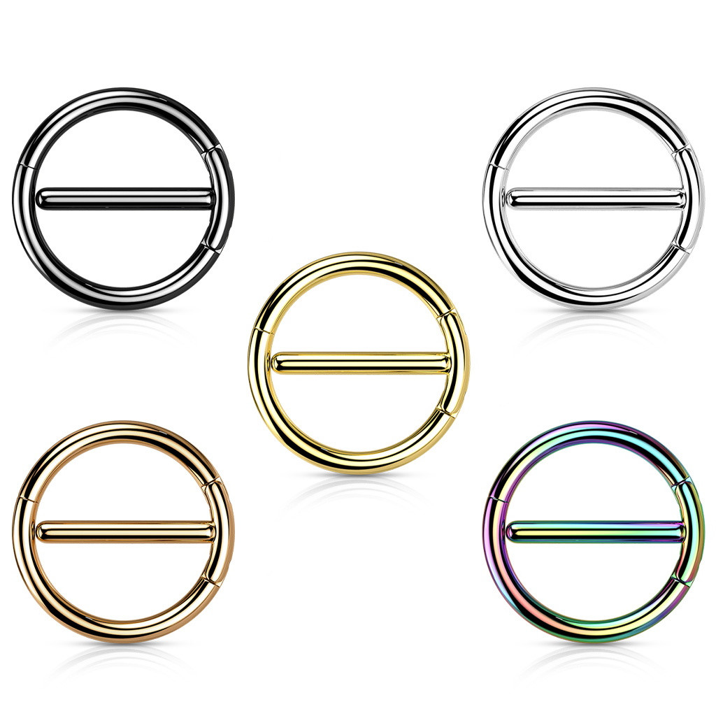 PAIR - 14G 12mm Unique Dual Hinge Design Nipple Ring Hoops | BodyDazz.com