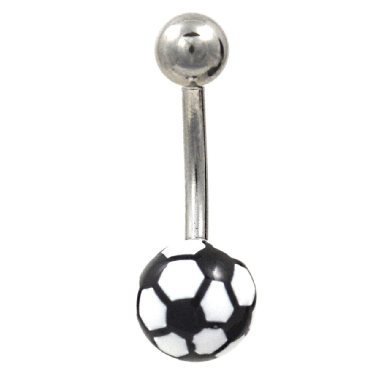 Black and White Soccer Ball Belly Ring | BodyDazz.com