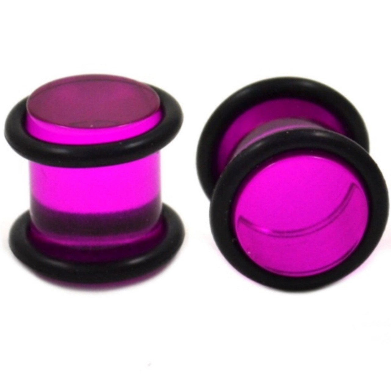 Acrylic Purple Solid Ear Plugs w/O-rings (8g-00g) | BodyDazz.com