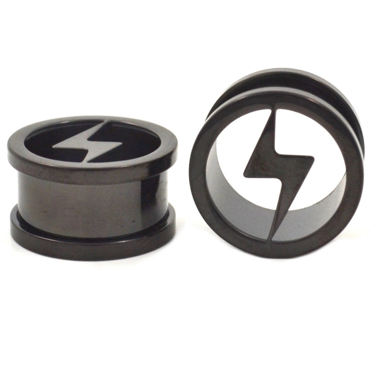 Black Titanium Flat Head Plugs (14g-0g) | BodyDazz.com