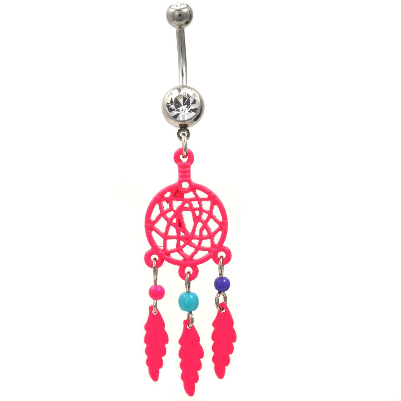 Neon Pink Captive Bead Ring CBR 18G 3/8" | BodyDazz.com