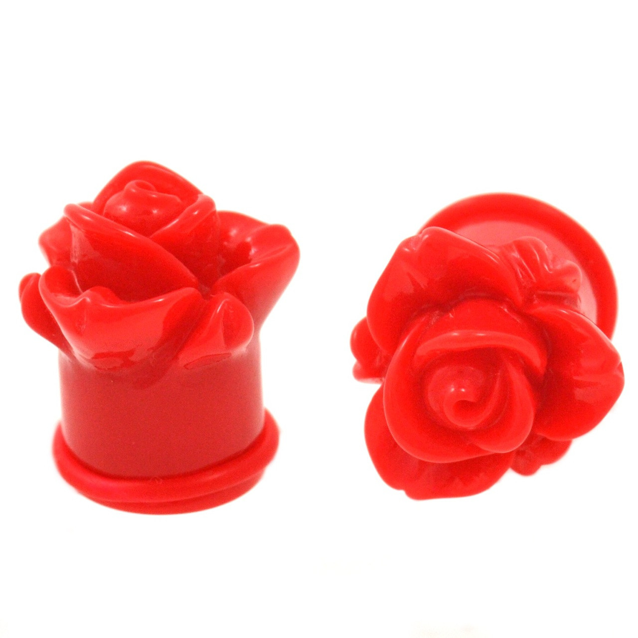 Wild Red Rose Single Flared Ear Plugs (6g-1") | BodyDazz.com