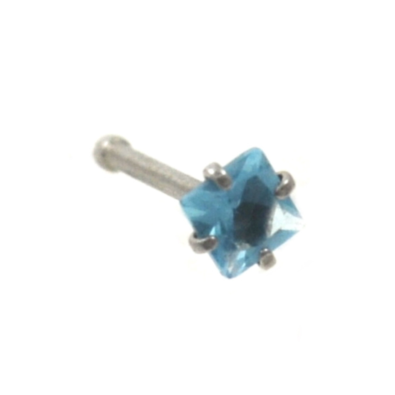 3mm Square Cut Red Gem Nose Ring Bone 20g 5/16" | BodyDazz.com