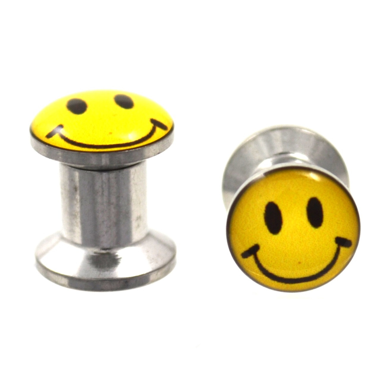 All Smiles Happy Face Screw Fit Steel Plugs (8g-5/8") | BodyDazz.com