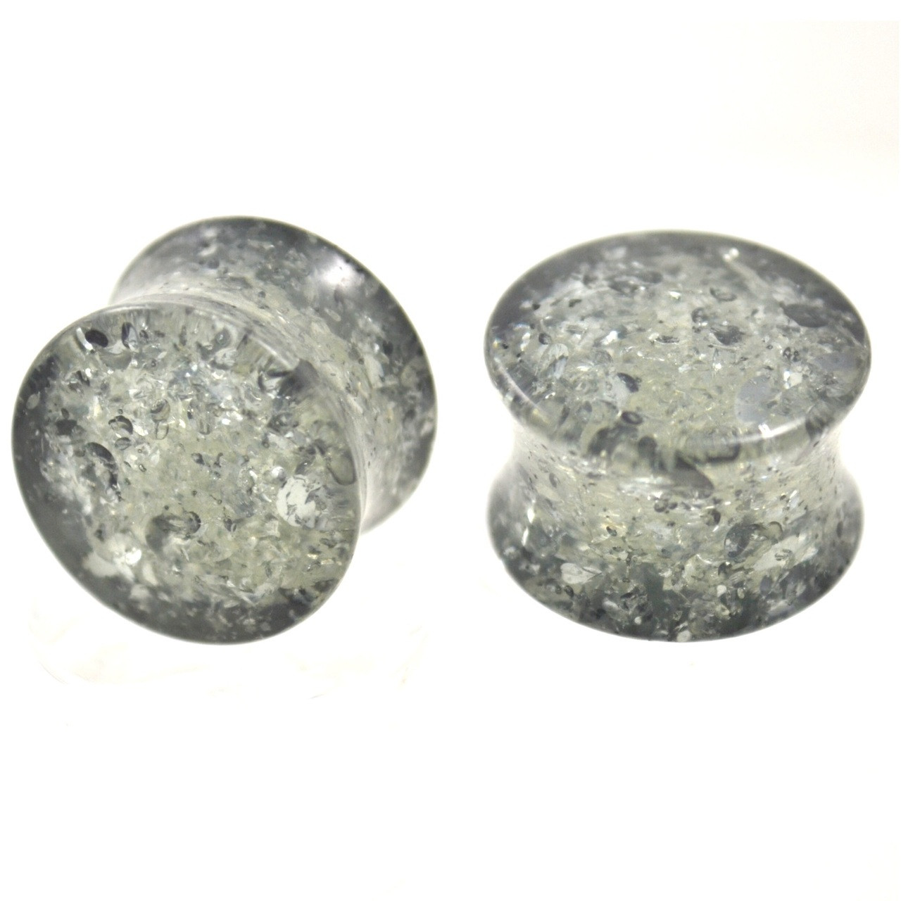 Grey Cracked Stone Double Flared Acrylic Plugs (6g-1") | BodyDazz.com
