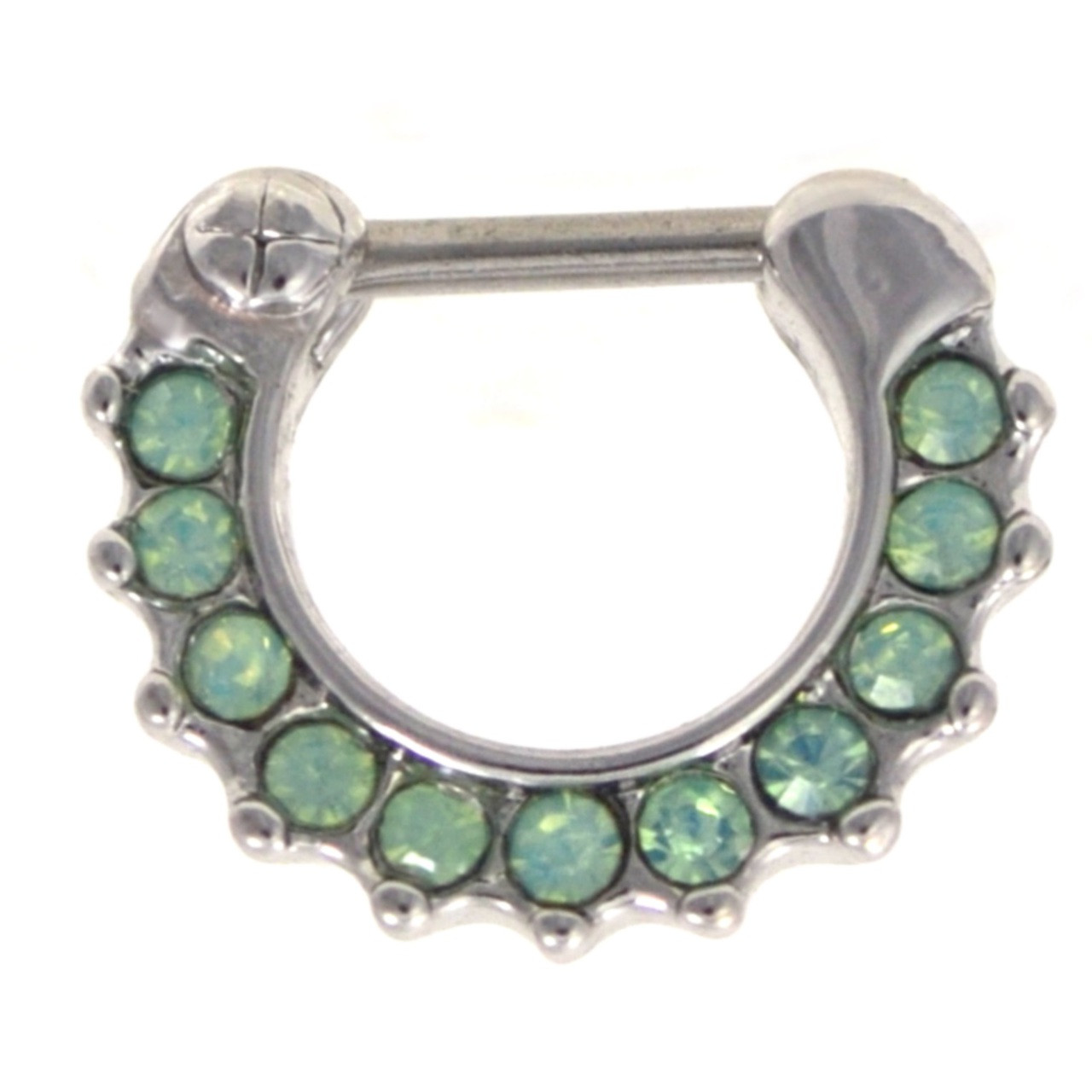 Steel Five Synthetic Opal Center Septum Clicker | BodyDazz.com