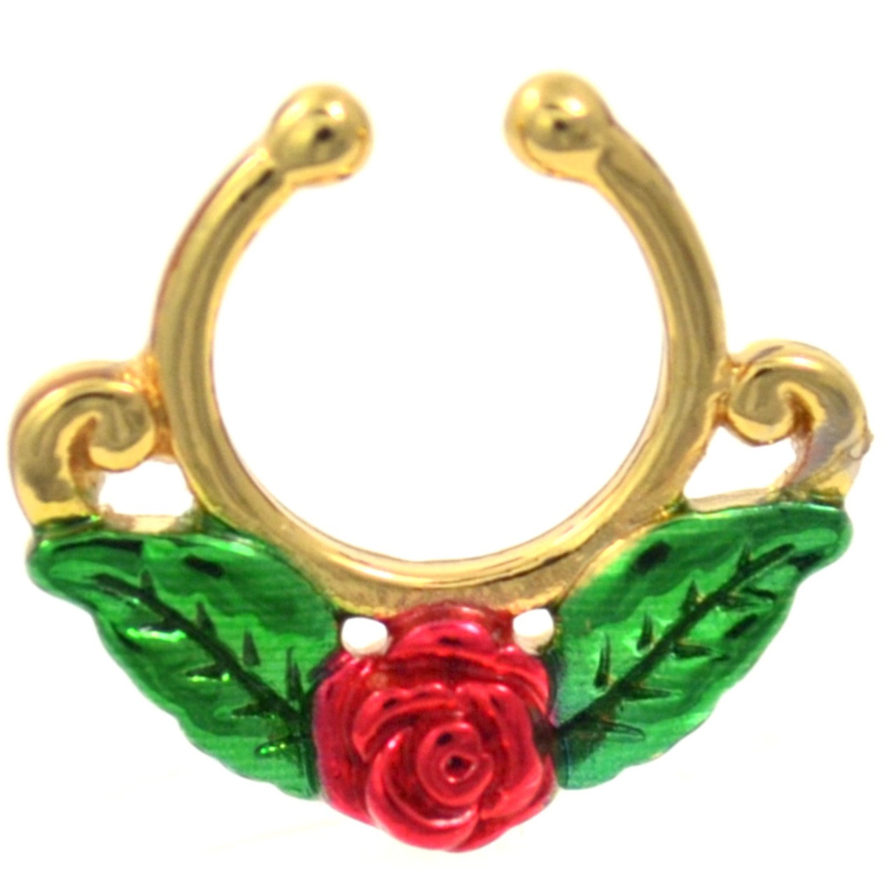 4 Crystal Rainbow Fake Septum Ring 100% Steel | BodyDazz.com