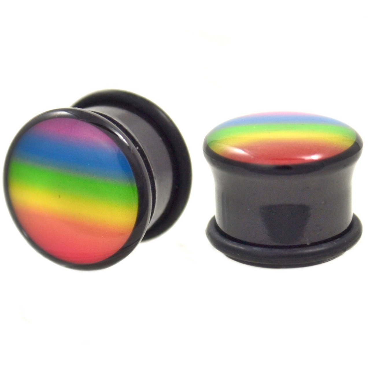 Rainbow Flag Striped Single Flared Ear Plugs (8g-7/8") | BodyDazz.com