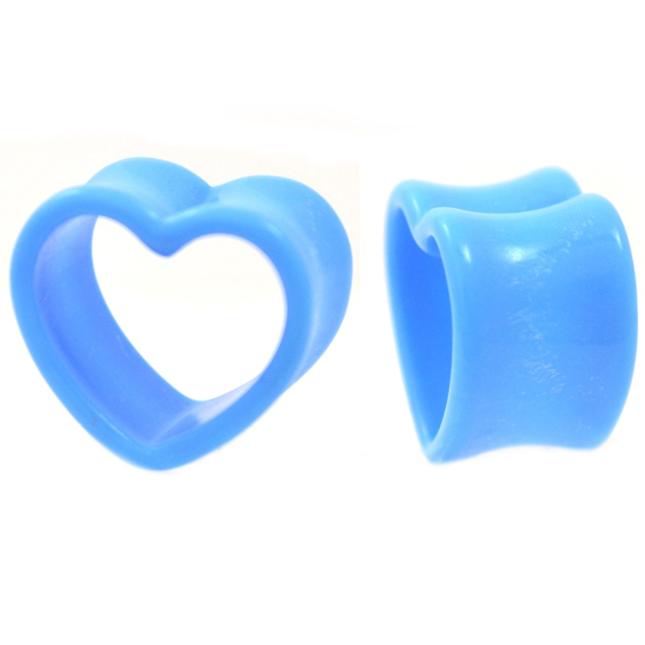 Light Blue Acrylic Heart Shaped Tunnels (8g-15/16") | BodyDazz.com