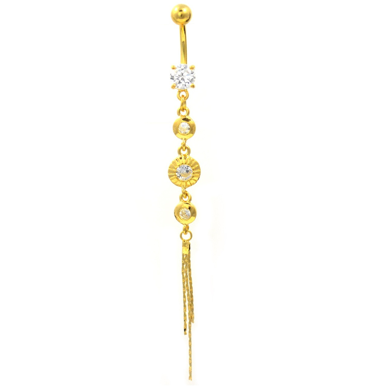 Long Barrel Revolver Gold Plated Belly Ring | BodyDazz.com
