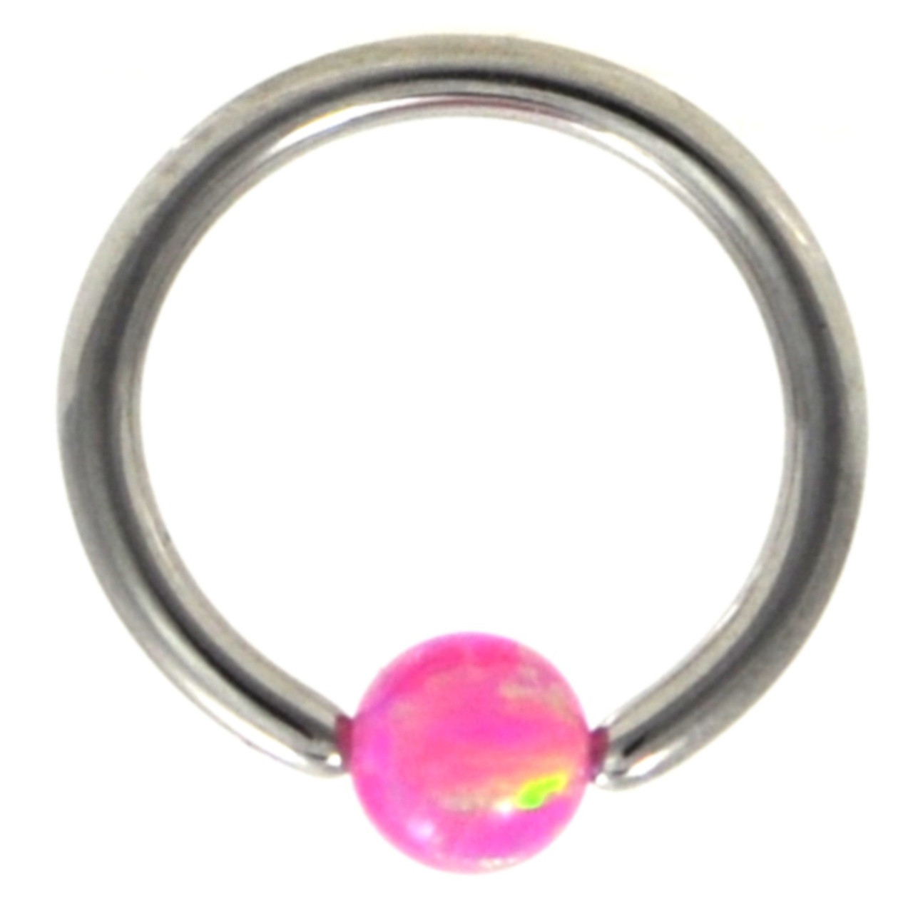 Pink Opal Ball Steel Captive Bead Ring CBR 16G | BodyDazz.com