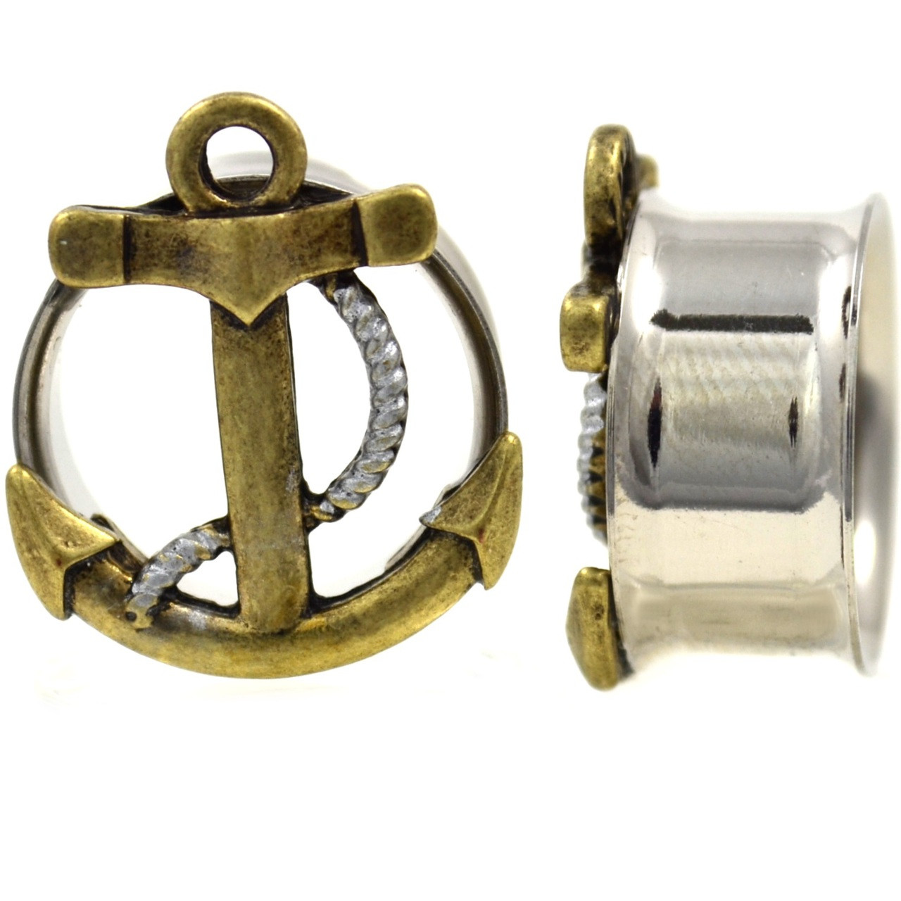 Large Anchor & Rope Double Flared Tunnels (2g-1") | BodyDazz.com