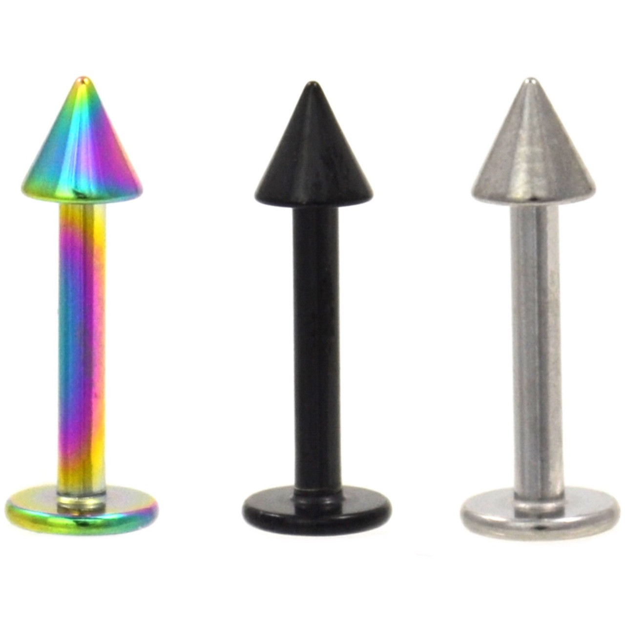 3-Color Set Spike Top Labret Monroe Bars 16G/14G | BodyDazz.com