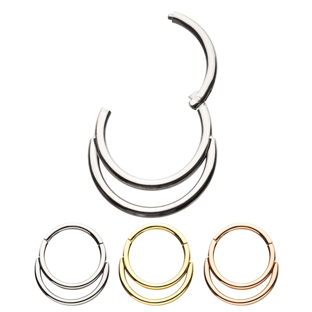 PAIR - All Black Acrylic Segment Ring Hoop 8G-0G | BodyDazz.com