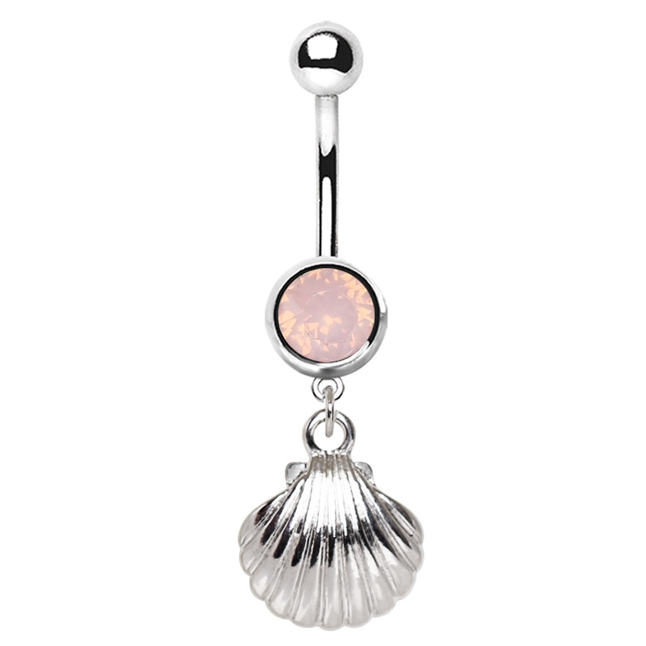 Seashell Dangle Steel Belly Ring | BodyDazz.com