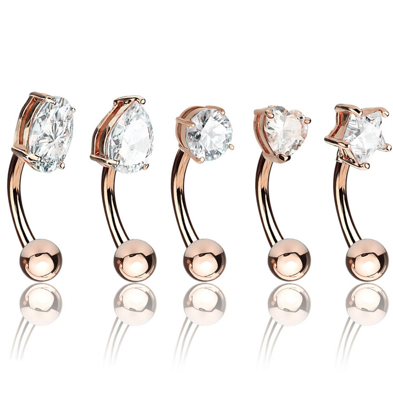 5PC Lot (5 Colors) Double Jeweled Steel Eyebrow Rings | BodyDazz.com