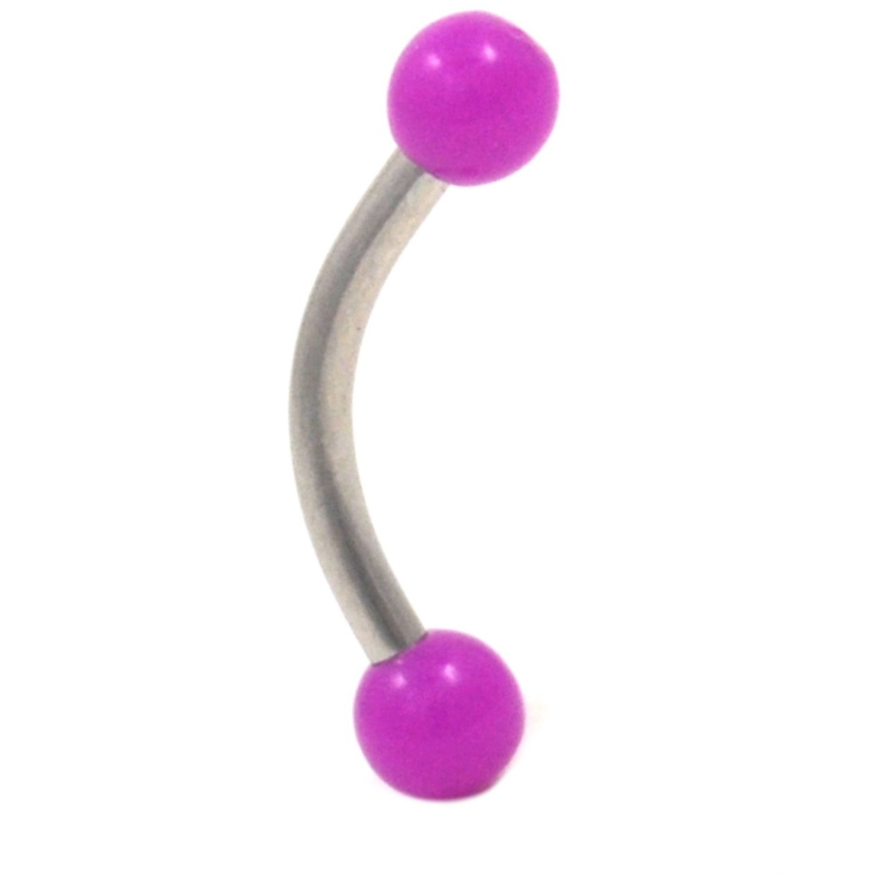 Purple Balls Steel Curved Bar Eyebrow Ring 16g 5/16" | BodyDazz.com