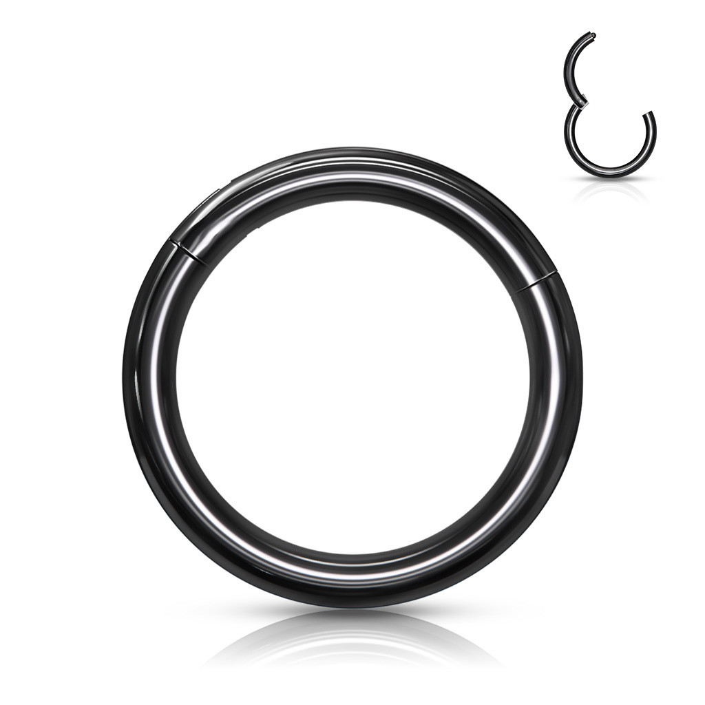 Black G23 Titanium Hinged Segment Ring Hoop 20G-14G | BodyDazz.com