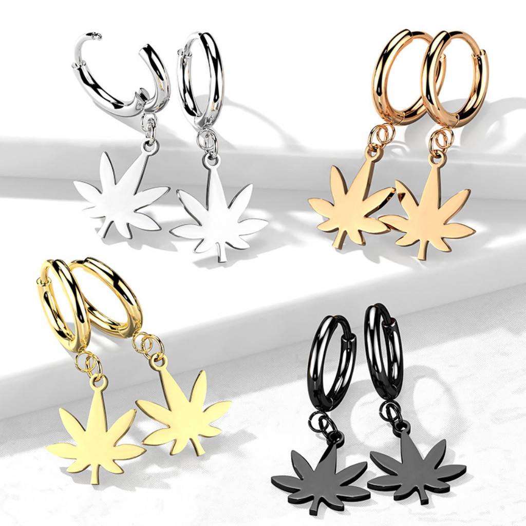 Cross & Chain Dangle Steel Hinge Hoop Earrings | BodyDazz.com