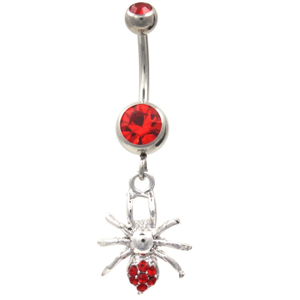 Steel Spider Black Gems Gothic Style Belly Ring | BodyDazz.com