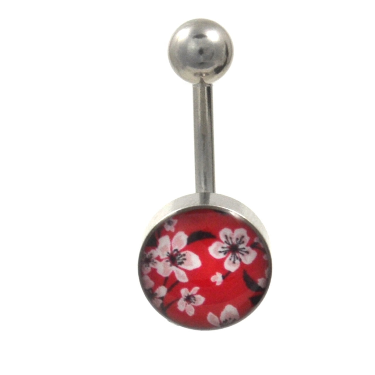 Green Blossoming Flowers Dome Belly Ring | BodyDazz.com