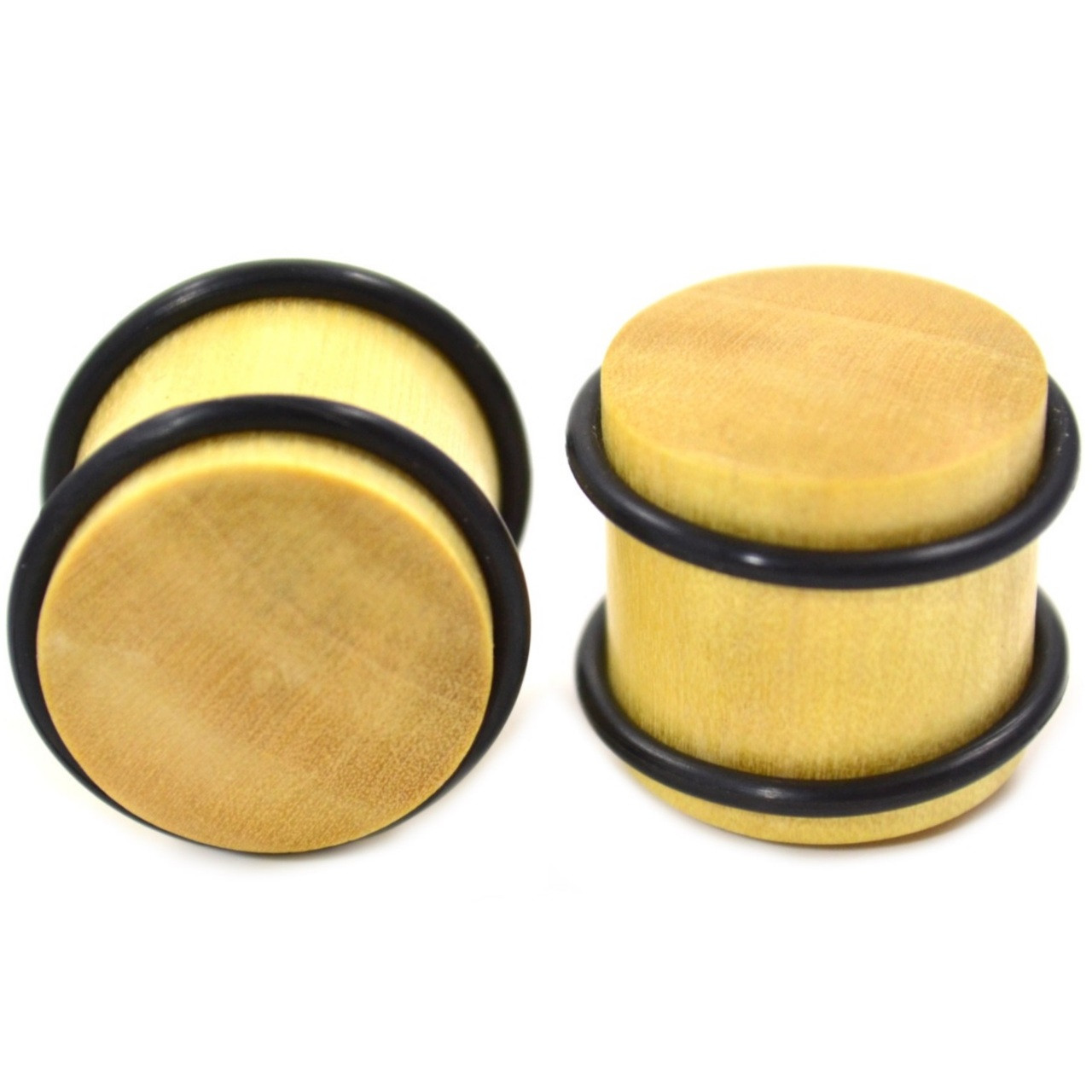 Solid Crocodile Wood Ear Plugs w/O-rings (6g-1") | BodyDazz