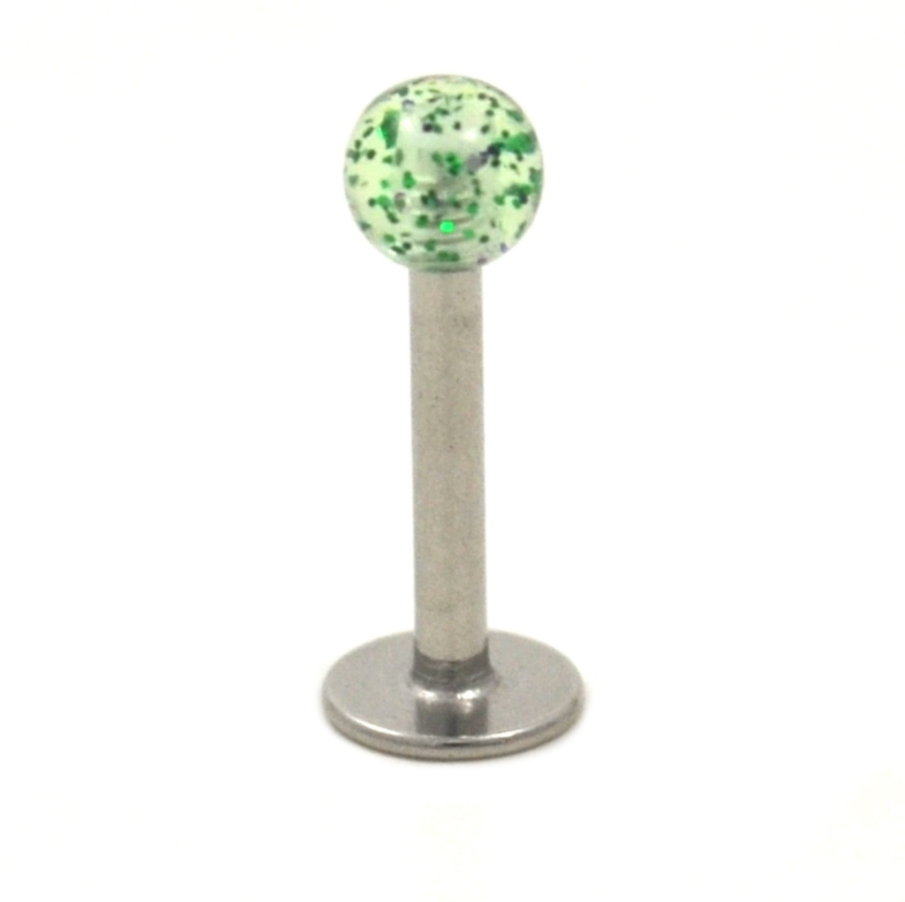 Green Glitter Ball Labret Monroe Stud Bar - 16G 5/16" | BodyDazz.com