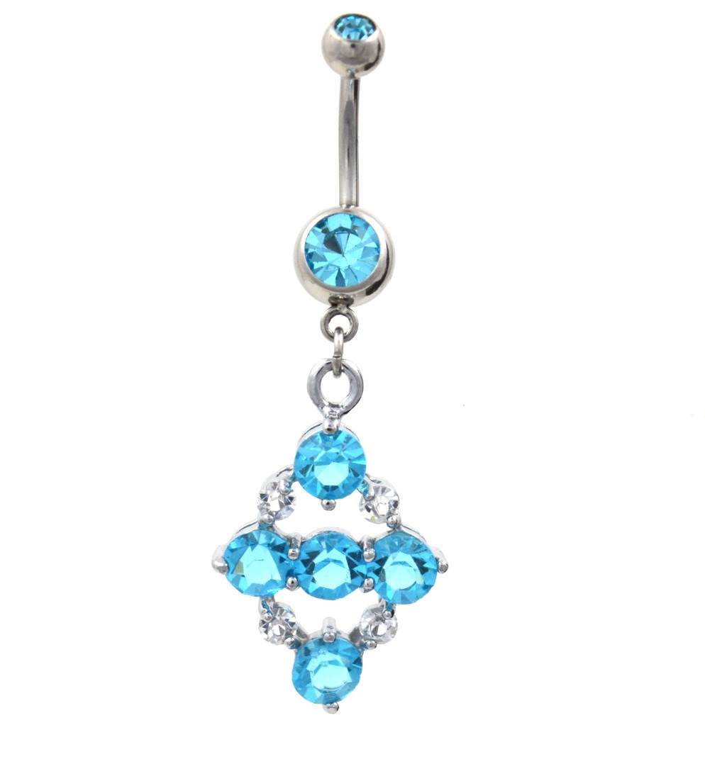 Aqua Gem Star Curved Eyebrow Barbell 16g 5/16" | BodyDazz.com