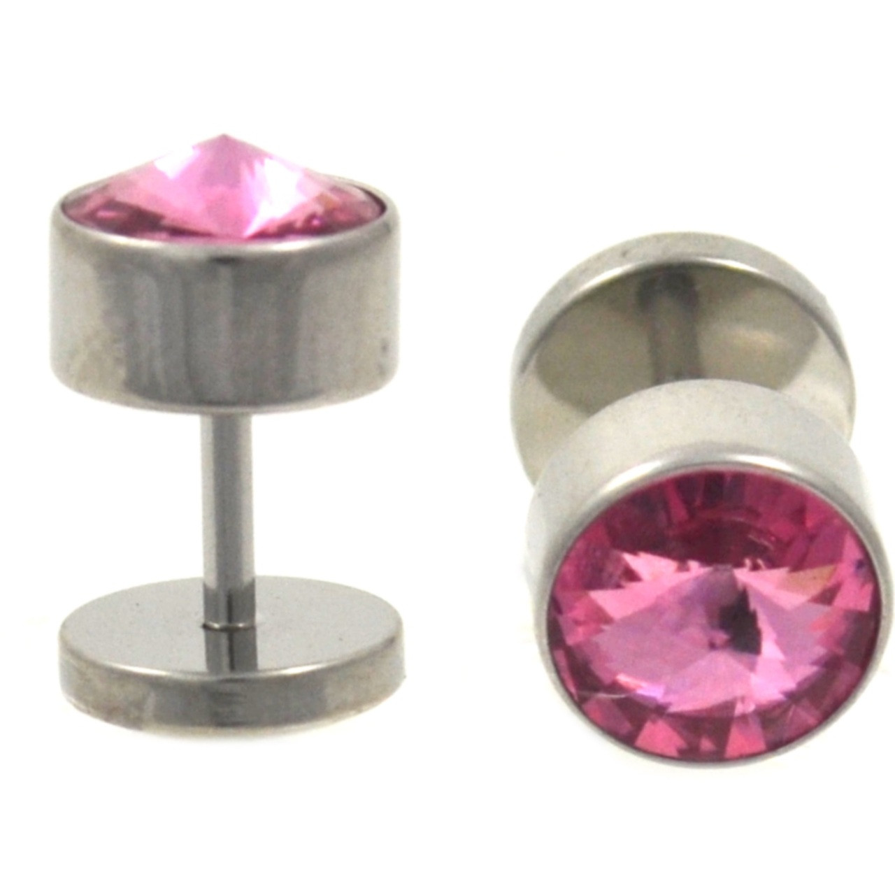 Steel Pointed Clear CZ Gem Fake Plugs (0g Look) | BodyDazz.com