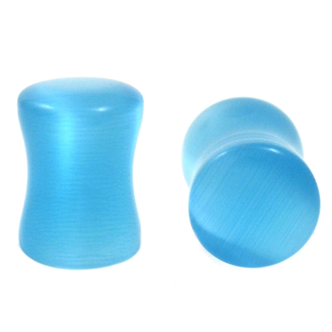 Blue Cat's Eye Gem Stone Ear Plugs (2g-5/8") | BodyDazz.com