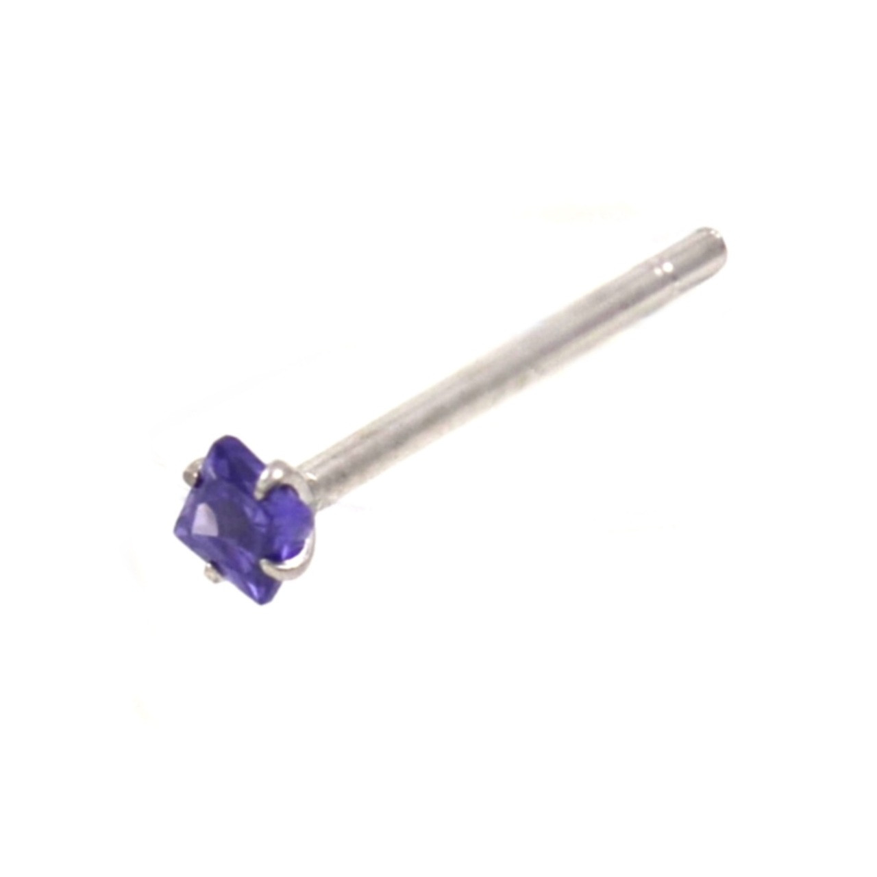 Bend To Fit Violet Square CZ Gem Nose Bone 20 Gauge | BodyDazz.com