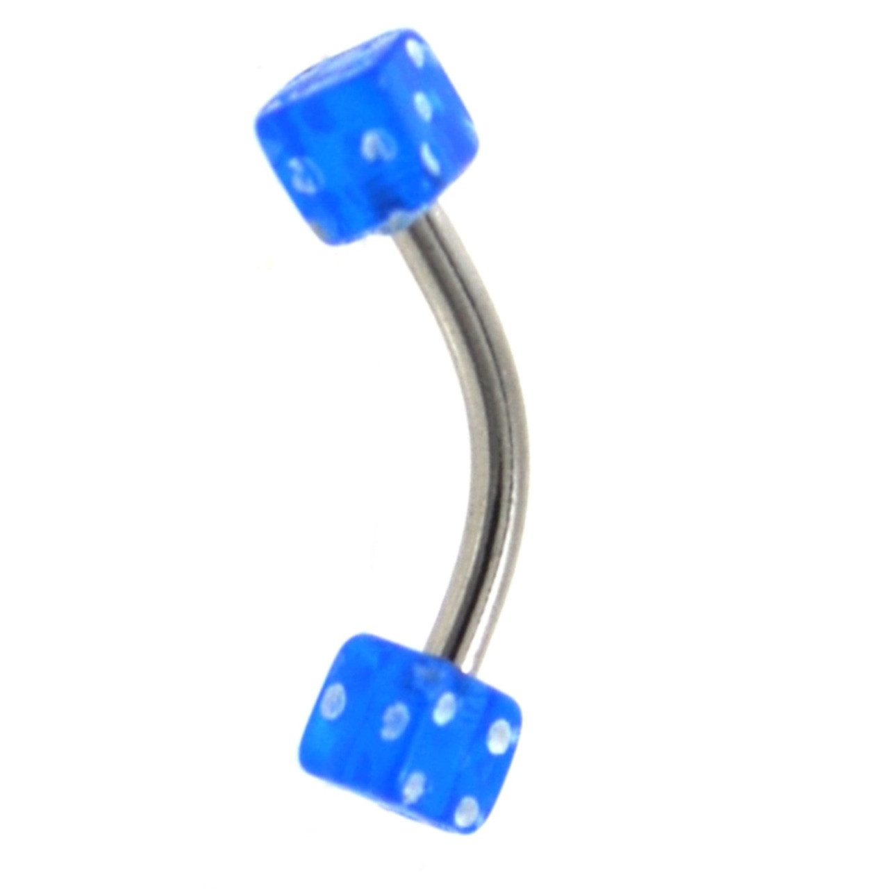 Lucky Blue Dice Curved Barbell 16g 5/16" | BodyDazz.com