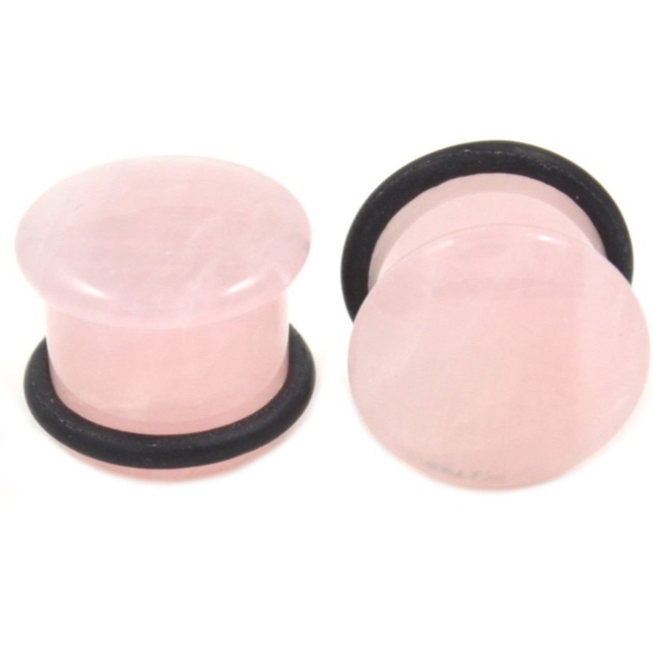 Pink Quartz Stone Single Flared Ear Plugs (6g-5/8) | BodyDazz.com