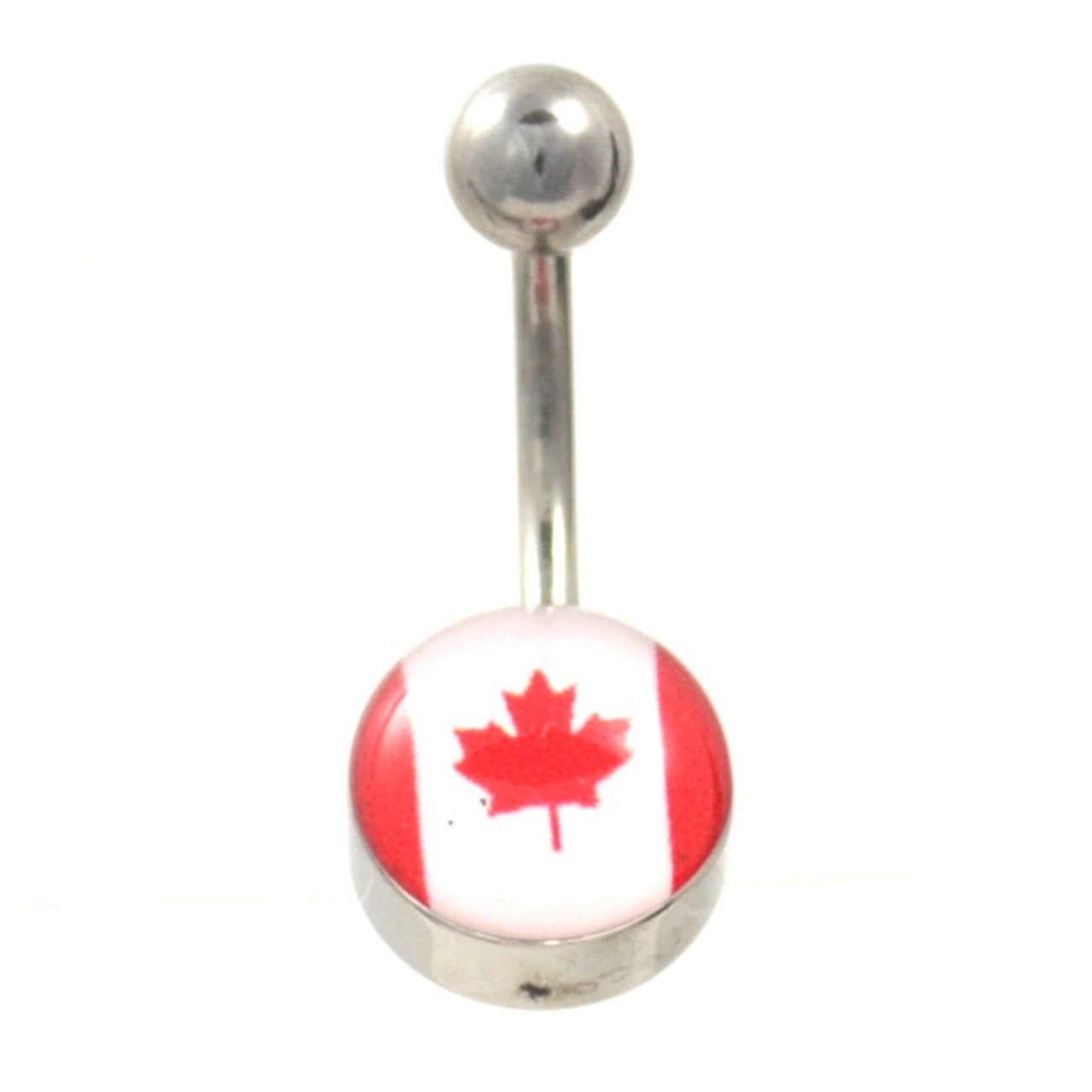Canadian Flag Disc Non-Dangle Belly Ring | BodyDazz.com