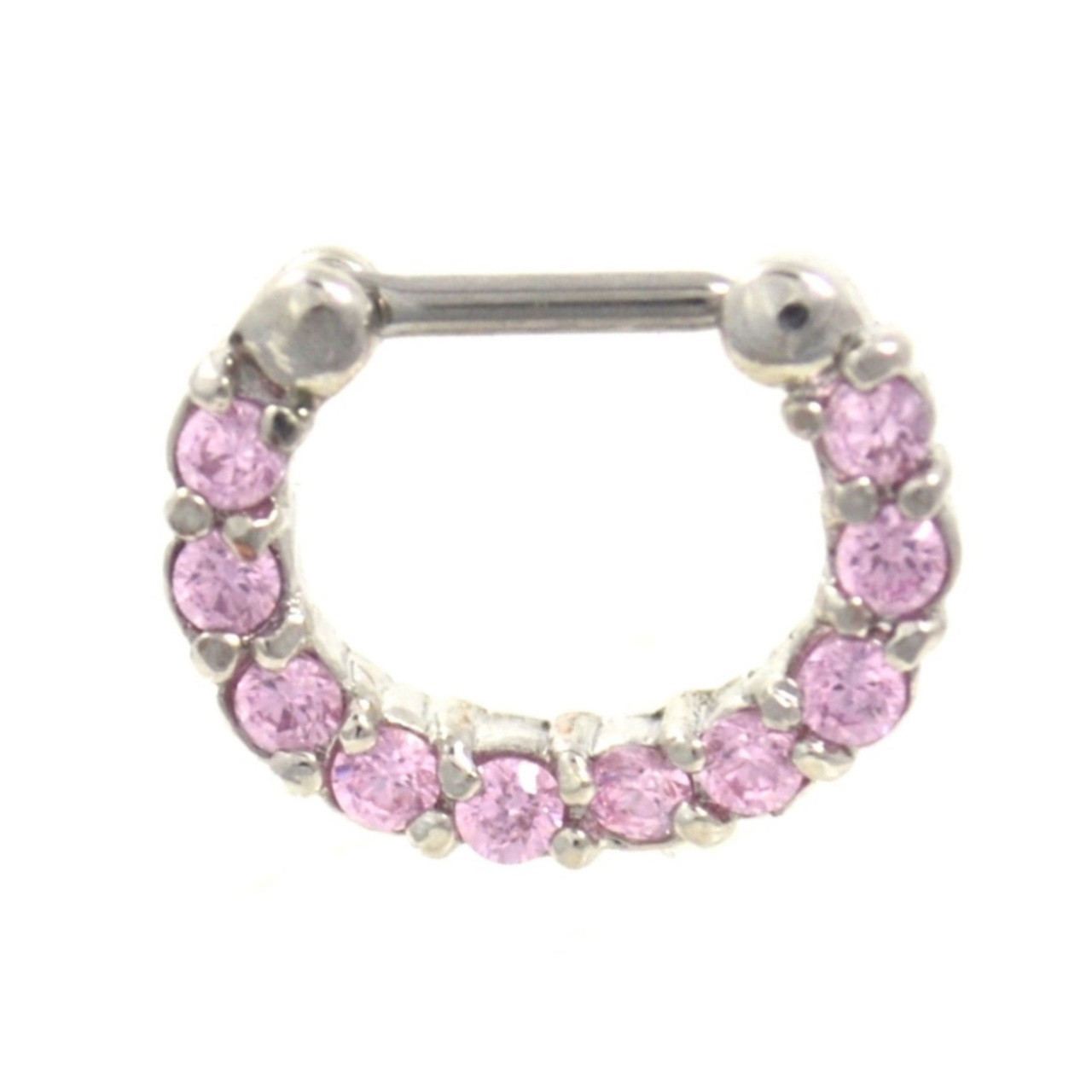 Fancy Aqua 10-Gem Steel Septum Clicker Jewelry 16G | BodyDazz.com