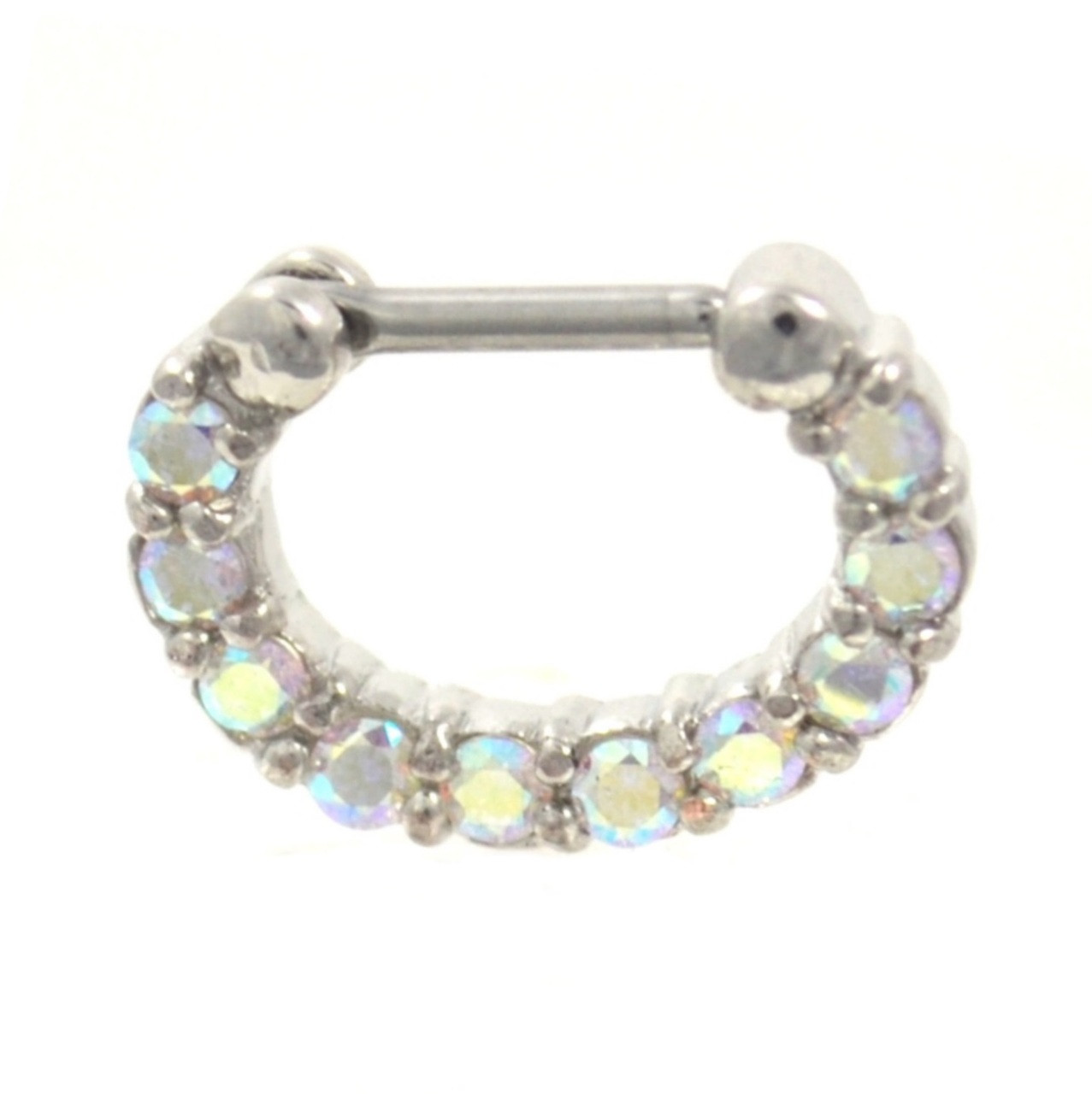 Fancy Aurora 10-Gem Steel Septum Clicker Jewelry 16G | BodyDazz.com