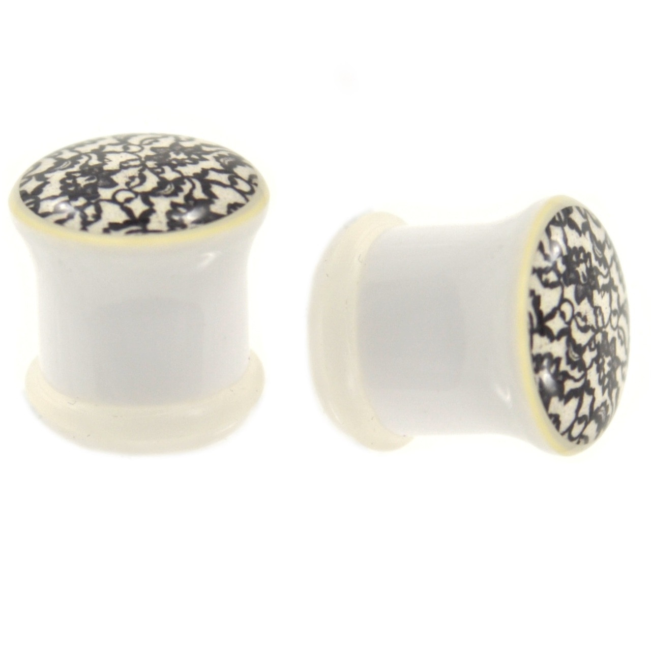 Unique Lacy Print Single Flared Plugs (2g-5/8") | BodyDazz.com