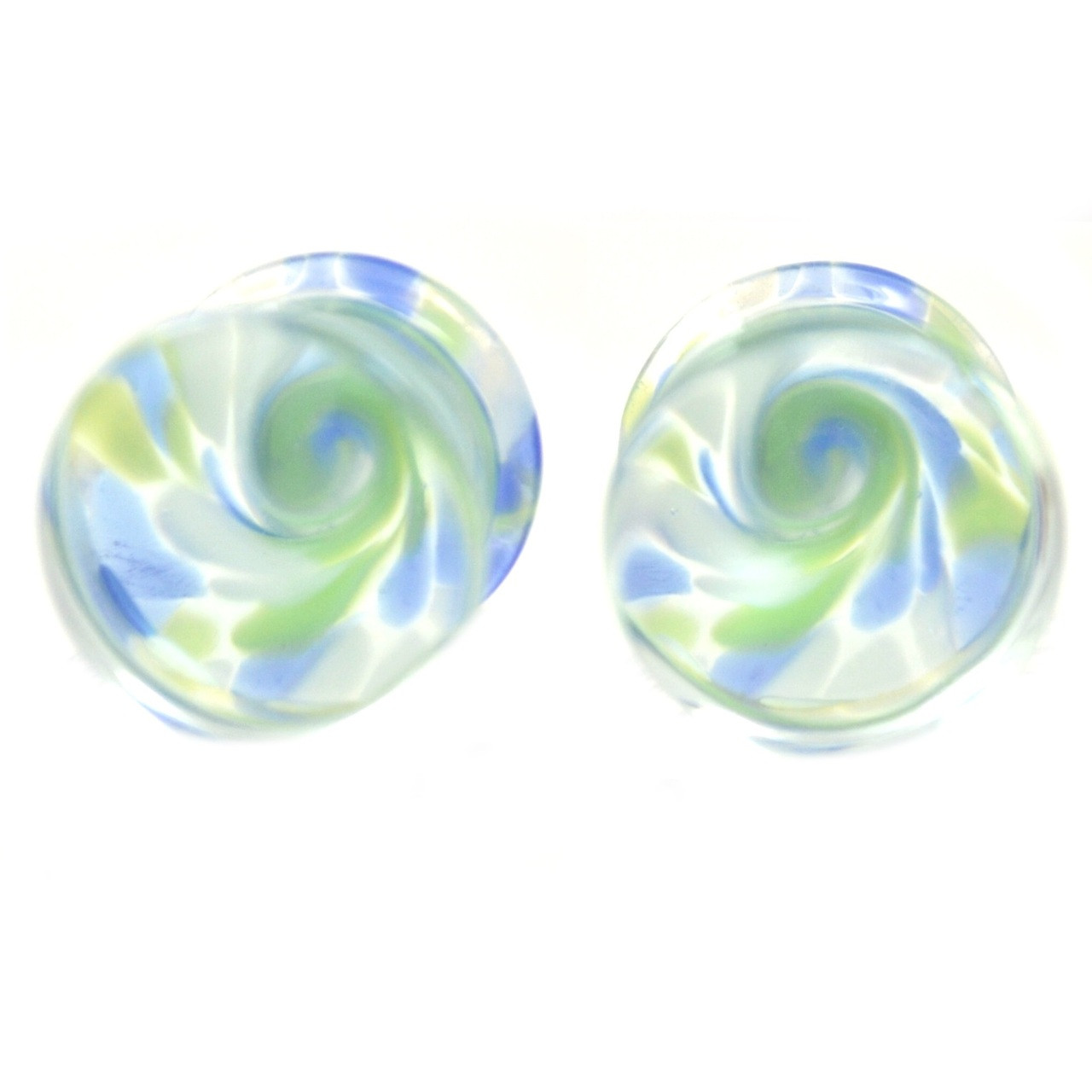 Blue Liquid Glitter Filled Clear Acrylic Plugs (0g-1") | BodyDazz.com