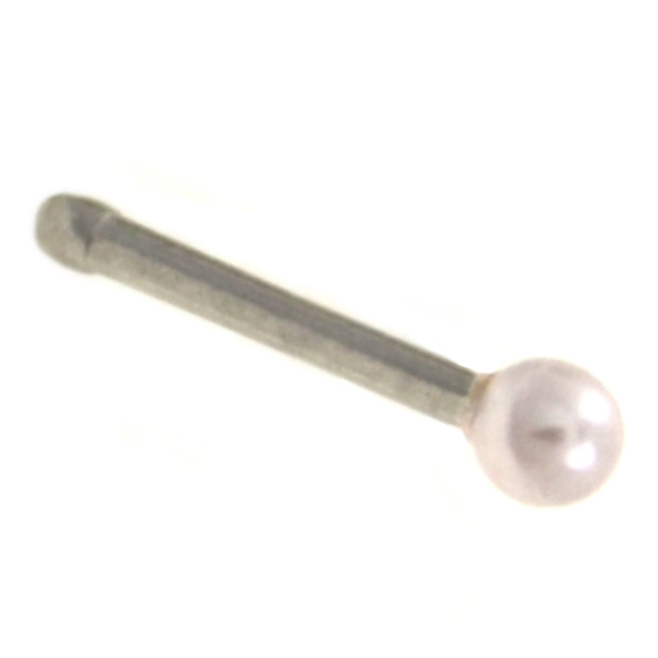 Faint Pink Pearl Coated Ball Nose Ring Stud 20G | BodyDazz.com